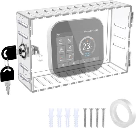 EEEKit Thermostat Lock Box With Key Universal Thermostat Clear Guard Cover Protector With Lock