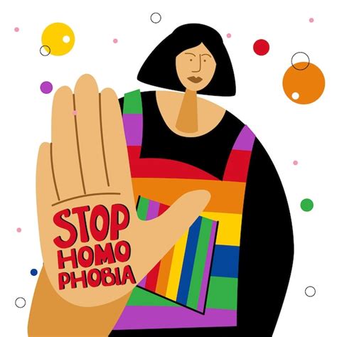Premium Vector The Lgbtq Girl Woman Hold A Hand With Lettering Stop