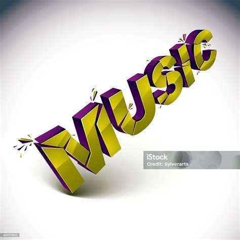 3 D 음악 단어 브로컨 조각으로 파괴된 벡터 디자인 요소 3차원 형태에 대한 스톡 벡터 아트 및 기타 이미지 3차원 형태 굴절 금이 간 Istock