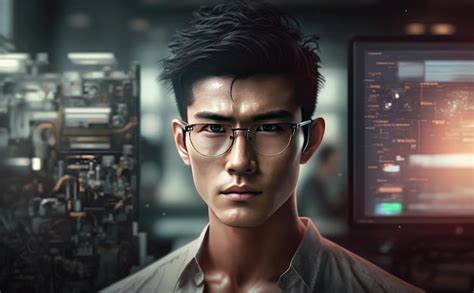 Premium Photo An Asian Man Computer Engineer Programmer Sits At A