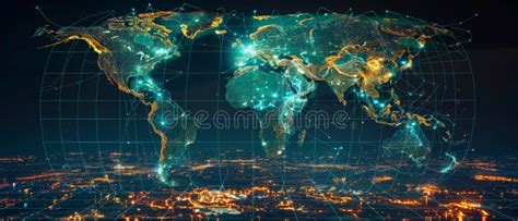 Interactive Map Displaying Global Commerce Connections Stock Illustration Illustration Of