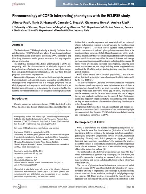 Pdf Phenomenology Of Copd Interpreting Phenotypes With The Eclipse Study