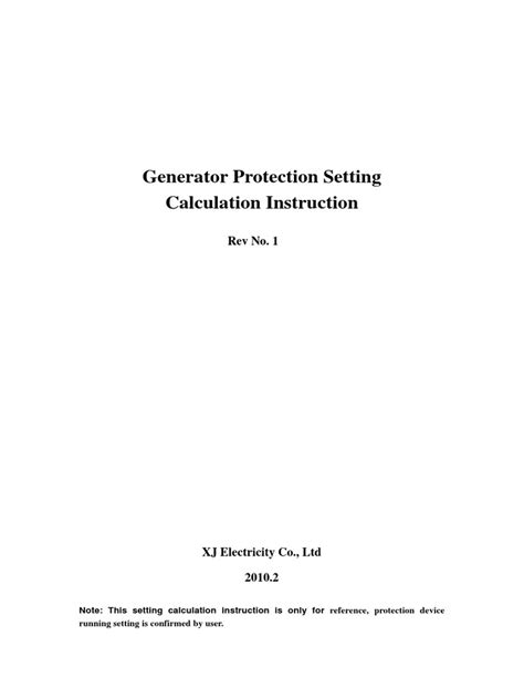 Generator Relay Protection Setting Calculation Rev 10 Pdf Electric
