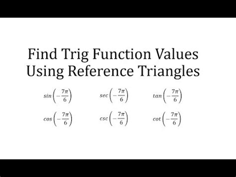 Ex Find Six Trig Function Values Using Reference Triangles Mult Of