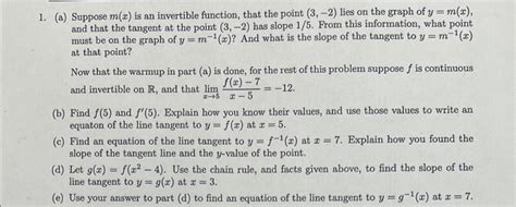 Solved 1 A Suppose Mx Is An Invertible Function That