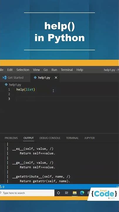 help function in python how to use help in python python shorts simplicode youtube