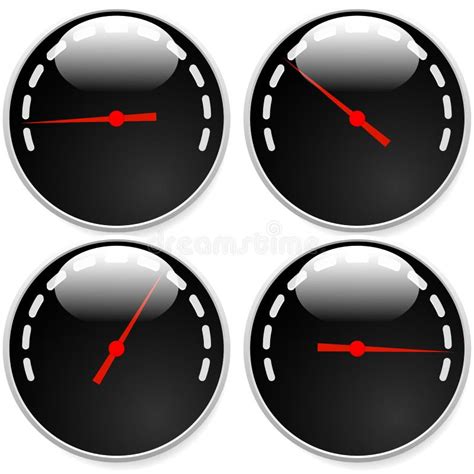 Dial Meter Templates With Red Need And Units Set At 4 Stages L Stock Vector Illustration Of
