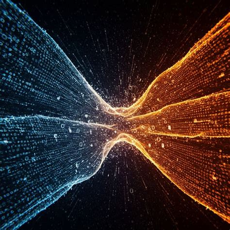Futuristic Abstract Digital Artwork Showing Two Streams Of Binary Code In Blue And Stock