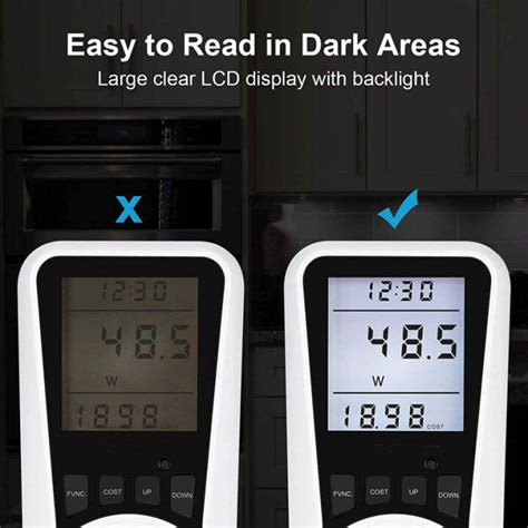 Energy Monitor Power Meter Plug Backlight Lcd Display Electricity Usage Monitor Consumption