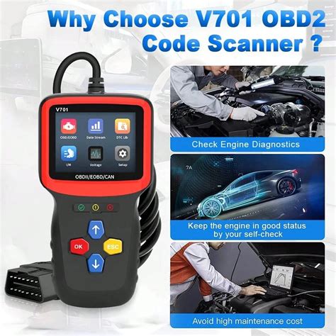 Obd2 Car Code Reader Eobd Code Scanner Voltage Tester Engine Fault Code