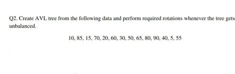 Solved Q Create AVL Tree From The Following Data And Chegg