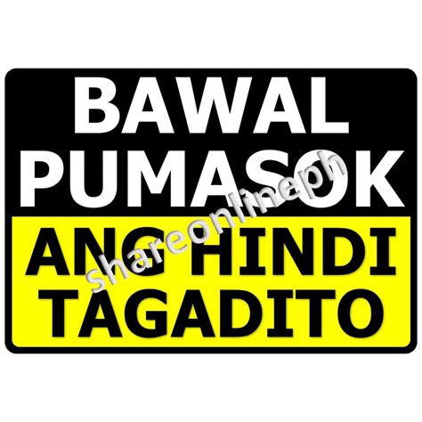 Laminated Signages Bawal Pumasok Ang Hindi Tagadito Sticker Signage