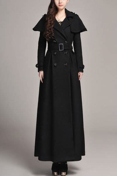 Cape Coat Long Trench Coat Coat Women Fashion Fashion Long Black Coat