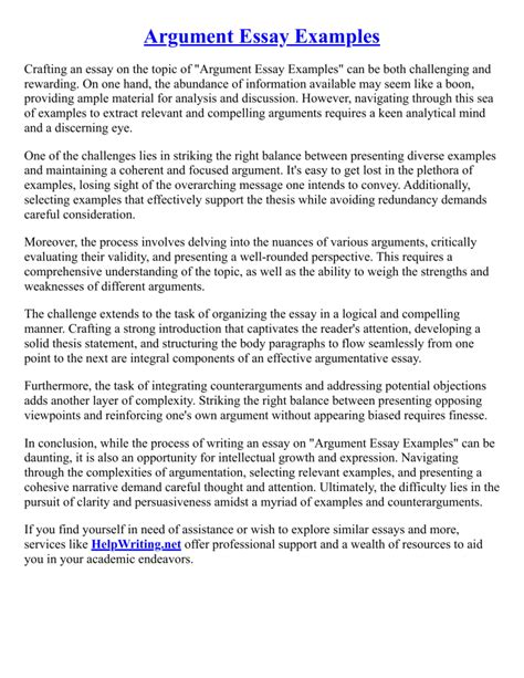 Argument Essay Examples Challenges And Strategies