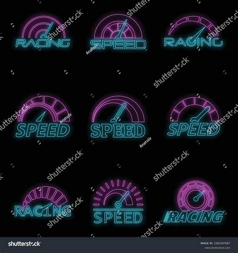 Speedometer Level Indicator Logo Set Outline Stock Vector Royalty Free 2383187687 Shutterstock