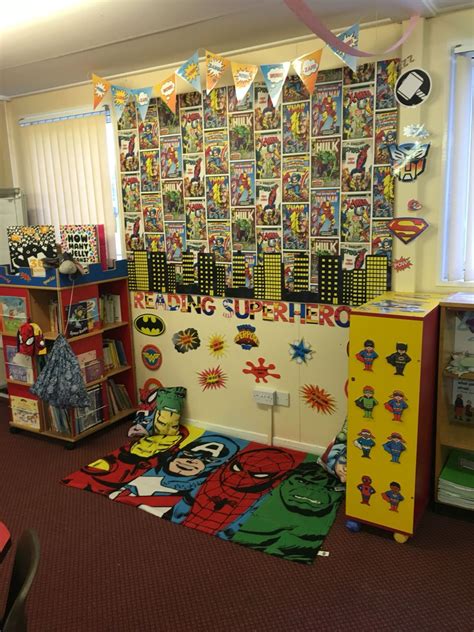 Superhero Reading Corner Ks1 Year 2 Eyfs Classroom Ks1 Reading
