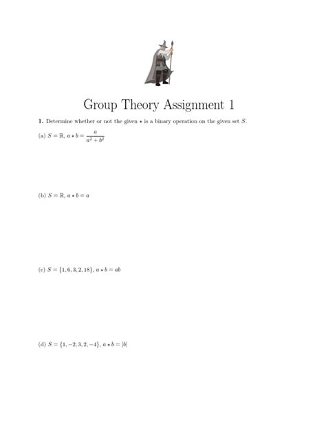 Group Theory Assignment 1 Pdf