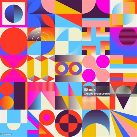 추상 모더니즘 미학 디자인에서 영감을 받은 네오 지오 패턴 벡터 그래픽 모던 양식에 대한 스톡 벡터 아트 및 기타 이미지 모던 양식 모양 기하 도형 Istock