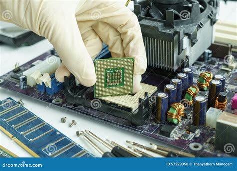 Remove CPU From Main Circuit Board To Check Stock Photo Image Of Close Central