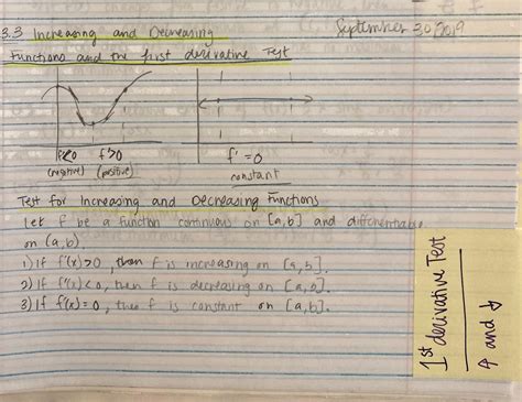 increasing and decreasing functions and the first derivative test