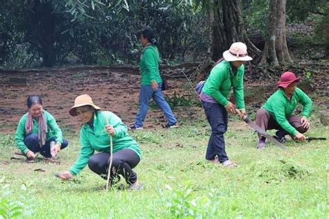ក្រុមស្ត្រីជាអ្នកបំពេញការងារសម្អាតតាមប្រាសាទបានចាត់ទុកបរិវេណនិងប្រាង្គប្រាសាទបុរាណដូចជាផ្ទះរបស់ខ