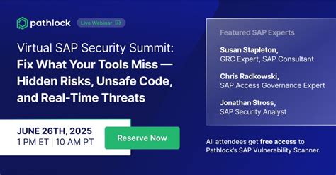 Sapsecurity Cyberrisk Sapcompliance Pathlock Grc Sapwebinar S4hana Grc Compliance