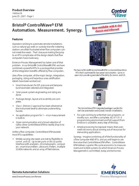 Bristol Controlwave Efm Automation Measurement Synergy Product Overview Pdf Automation