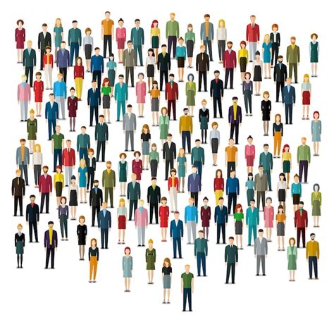 사람들이 평면 디자인 일러스트 레이 션의 큰 그룹 프리미엄 벡터