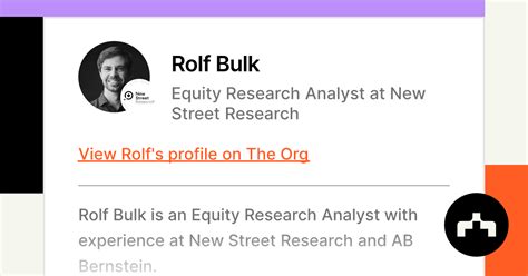 Rolf Bulk Equity Research Analyst At New Street Research The Org