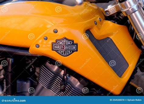 Harley Davidson V Rod Motorbike Logo Brand And Text Sign On Fuel Tank