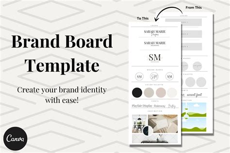 Brand Board Template For Canva Canva Brand Board Canva Editable