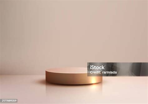 우아하고 세련된 현대적인 디자인의 고급 제품 디스플레이 및 목업 쇼케이스를 위한 반사 표면의 미니멀리스트 3d Gold Podium 0명에 대한 스톡 벡터 아트 및 기타