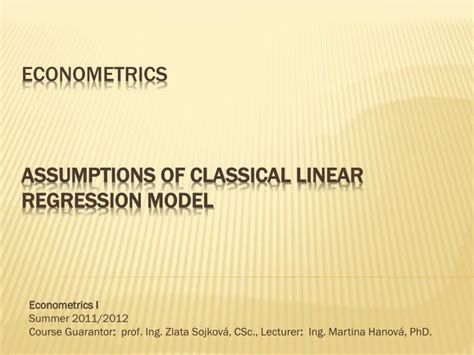 Ppt Econometrics Assumptions Of Classical Linear Regression Model Powerpoint Presentation Id