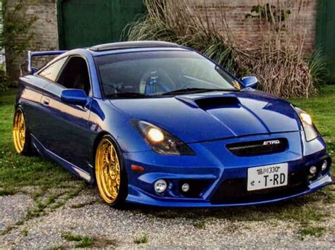 Custom Toyota Mr2 With Gold Rims Toyota Celica 2003 Modified Blue