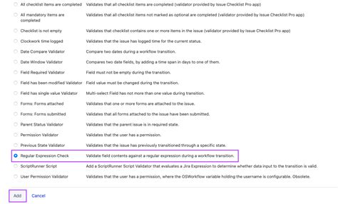 validate for a specific checklist item