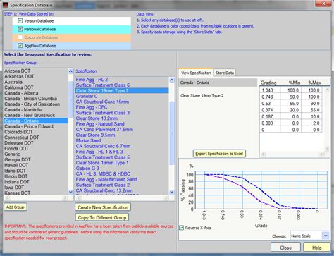 Database Menu Specifications