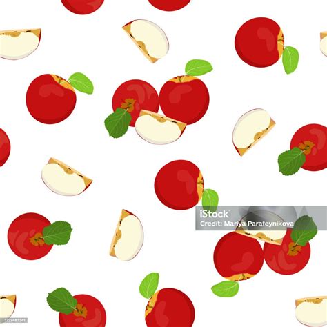 사과의 색이 매끄러운 패턴 전체 사과와 사과 조각 세트의 일러스트레이션 0명에 대한 스톡 벡터 아트 및 기타 이미지 0명 개체 그룹 계절 Istock