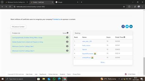 Solved 4 Questions In Leetcode Weekly Contest Akash Kumar Posted On The Topic Linkedin