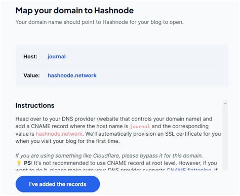 map a custom domain name to hashnode