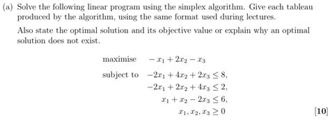 Solved A Solve The Following Linear Program Using The