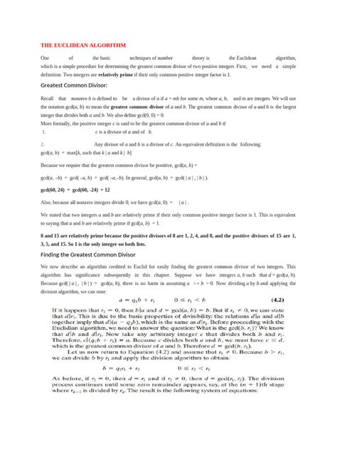 Is Unit 2 Euclid Algorithm Notes Pdf Number Theory Abstract Algebra