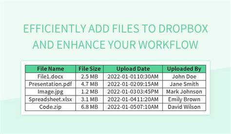 optimize your workflow by adding files to dropbox efficiently excel template free download