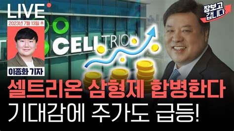 셀트리온 셀트리온헬스케어 셀트리온 제약 합병 본격적 시동 기대감에 주가도 급등 예상보다 낮았던 美 6월 Cpi7월이 마지막 금리인상 한은 다시 한번 금리