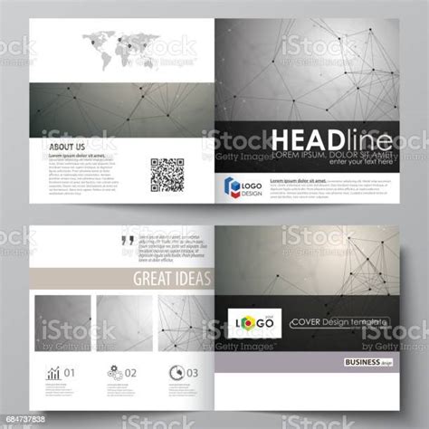 사각형 디자인 Bi에 대 한 비즈니스 템플릿 브로셔 전단지 책자를 접어 커버 전단지 추상적인 벡터 레이아웃 화학 패턴 회색 바탕에 분자 구조입니다 과학 및 기술 개념 2단