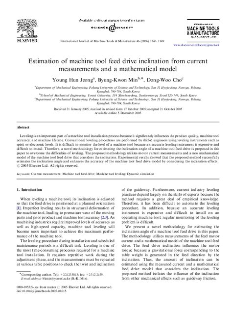 Pdf Estimation Of Machine Tool Feed Drive Inclination From Current Measurements And A