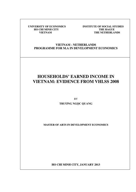 Solution Lu N V N Th C S Households Earned Income In Vietnam Evidence From Vhlss Studypool