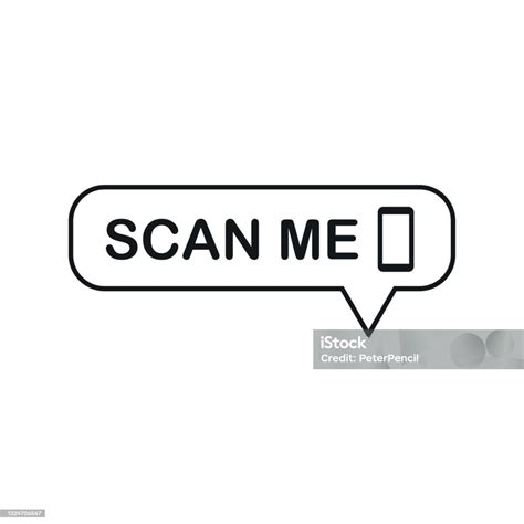 Qr Code Scan Label Scan Qr Code Icon Scan Me Text Speech Bubble Vector