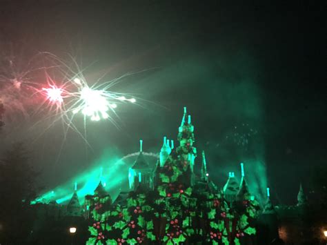 Disneyland Castle Fireworks Display At Christmas Disneyland Fireworks