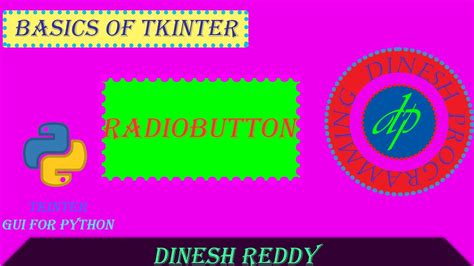 Radiobutton In Python Tkinter Dinesh Programming Youtube