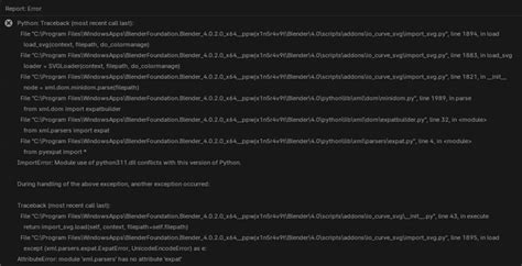 module use of python311 dll conflicts with this version of python r blender
